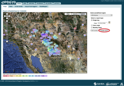 Using Google Earth to Visualize Rainfall Patterns in Arizona