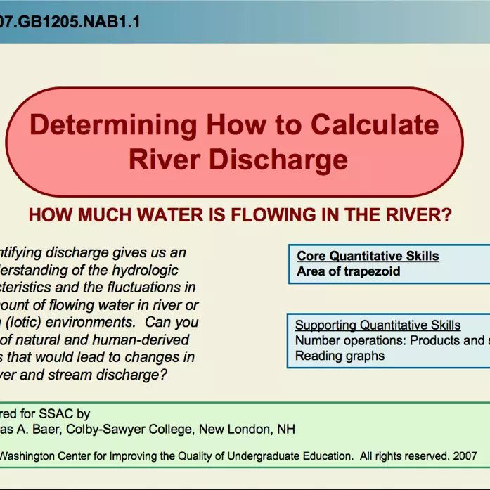 Exercise to Calculate River Discharge