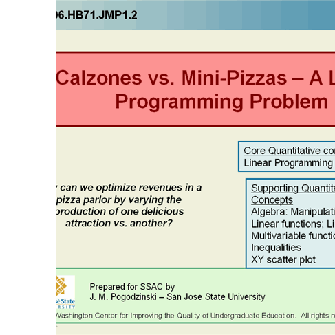 Calzones vs. Mini-Pizzas -- A Linear Programming Problem