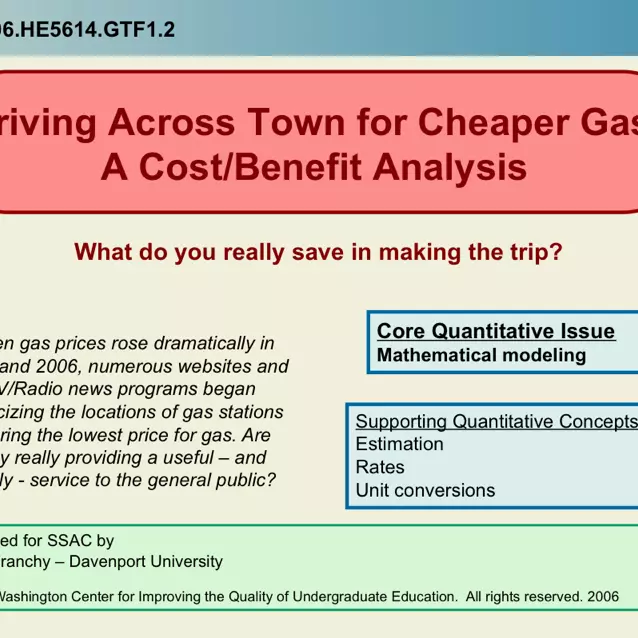 Driving Across Town for Cheaper Gas -- A Cost/Benefit Analysis