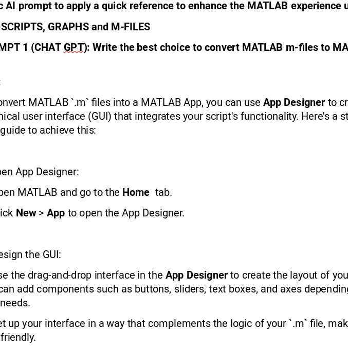 Using AI to modify MATLAB-Scripts to MATLAB-Apps: General solution to computational problem.